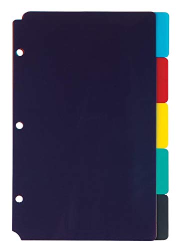 Snapklik.com : 1InTheOffice Mini Binder Dividers 5x8, 5 Tab Dividers ...