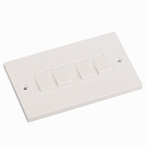 Standard White Four Quadruple 4 Gang Light Switch 2 Way with Fixing ...