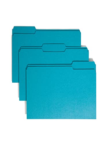 Smead Colored File Folder, 1/3-Cut Tab, Letter Size, Teal, 100 per Box ...