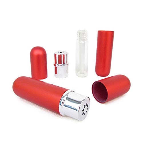 Red Aluminum and Glass Empty Essential Oil Personal Nasal Inhaler ...
