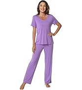 WiWi Bamboo Viscose Pajamas Set for Women Soft Button Down Sleepwear Pj ...