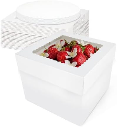 Amazon.com: LFKJYYF 24 Pack Cake Boxes(12 Boxes & 12 Boards), 10x10x8 ...