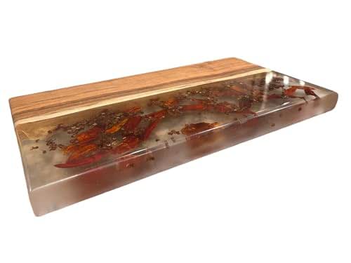 Amazon.com: Wooden Serving or Cutting Board with Resin Inlay, Red ...