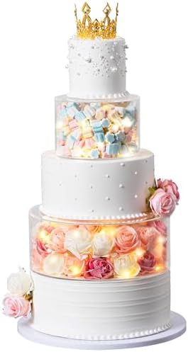 Amazon.com: HBlife 2 Pcs Acrylic Cake Stand with LED Lights Clear ...