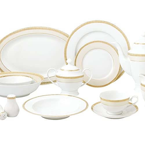 Lorren Home Trends Toffee-57 Gold Dinnerware Set for Entertaining