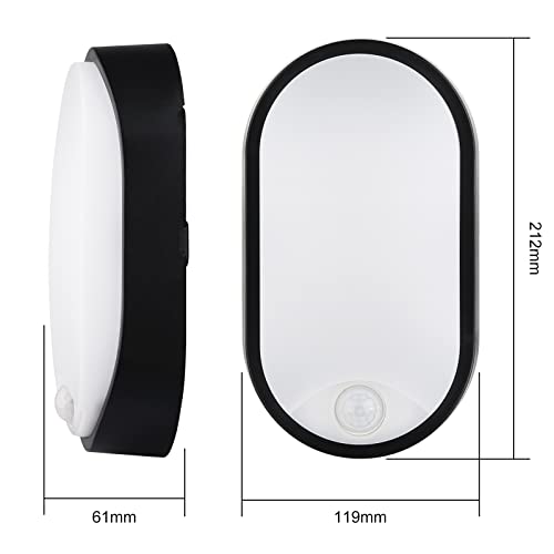 M EGA MEGACUBE 14W LED 4000K IP54 Flush Wall Mounted PIR Sensor Oval Bulkhead Light Fixture for ...