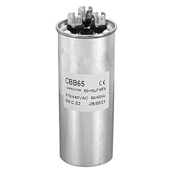 PATIKIL 50+5uF 50/5MDF 370/440VAC Fan Start Capacitor, CBB65 Dual Circular Run Capacitor for Air ...