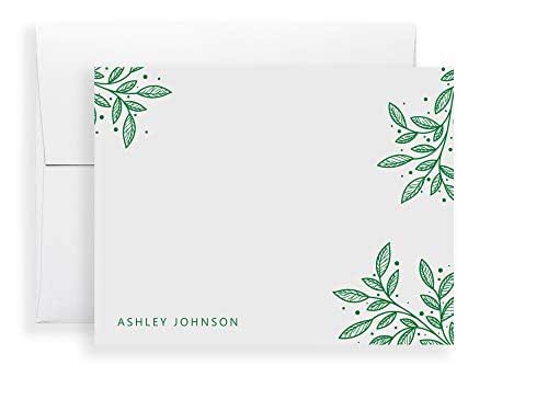Amazon.com: Green Note Cards with Envelopes, Blank Stationery Greenery ...