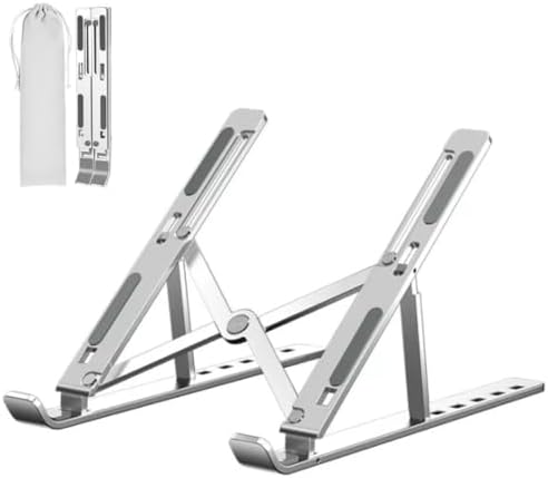 Suporte para Notebook e Tablet em Alumínio Resistente Apoio Mesa em Metal Articulado Dobrável ...