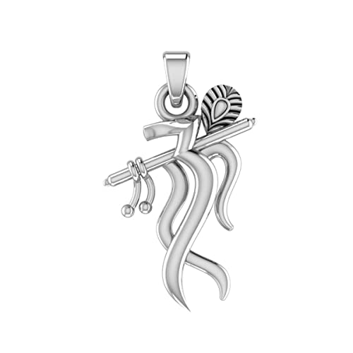 Buy PrabhuBhakti 925 Sterling Silver Krishna MorPankh with Murli ...