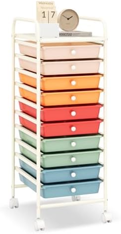 Amazon.com: Rolling Storage Cart with 10 Drawers, Drawer Cart with All ...