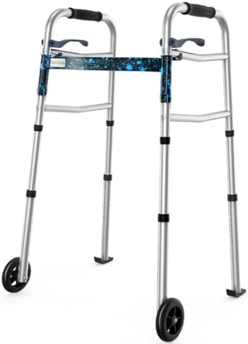 Amazon.com: Drive Medical 10210-1 2-Button Folding Walker with Wheels ...
