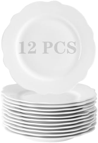 Amazon.com | FIVEAGE 7.5 Inch Ceramic Dessert Plates Set of 12, White ...