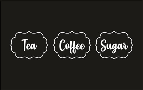 Metallic Silver Effect Coffee Tea Sugar Canister Stickers Self Adhesive ...