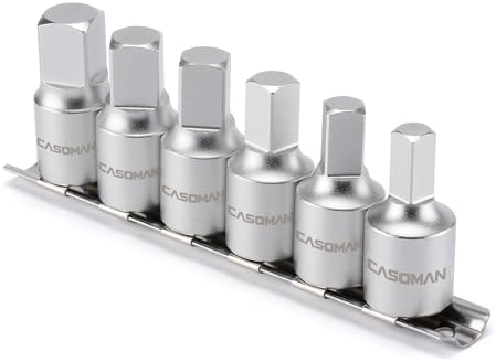 CASOMAN Oil Drain Plug Key Set, 1/2" Drive, 8mm, 10mm, 12mm, 14mm, 1/2 ...