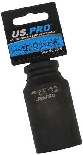 US PRO Tools 32mm 1/2" DR 6PT Deep Impact Socket 78mm Long 3860 ...