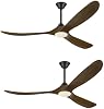 ShreeFindee 2 PCS 70 Inch Ceiling Fan - Walnut Smart Ceiling Fans with ...