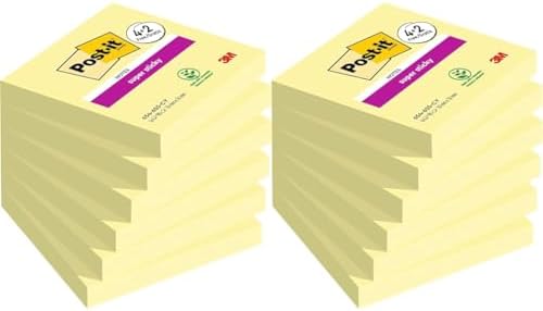 Post-it Super Sticky Notes, Canary Yellow, 76 mm x 76 mm, 90 Sheets/Pad ...