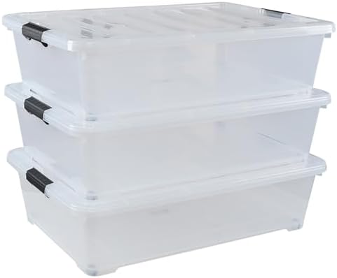 Amazon.com: Dehouse 50 L Large Plastic Under Bed Storage Containers ...