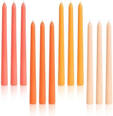 Amazon.com: Viyffo 10 Inch Orange Taper Candles12 Pack Unscented ...