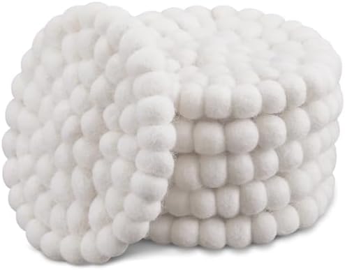 Amazon.com | Tessco 8 Pcs Round Felt Ball Coasters Wool Absorbent ...