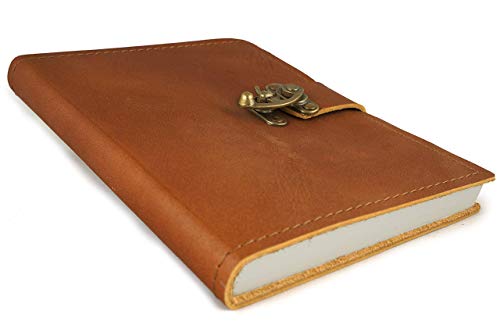 Amazon.com: Leather Diary Journal Natural Brown with Clasp Lock 8" x 6 ...
