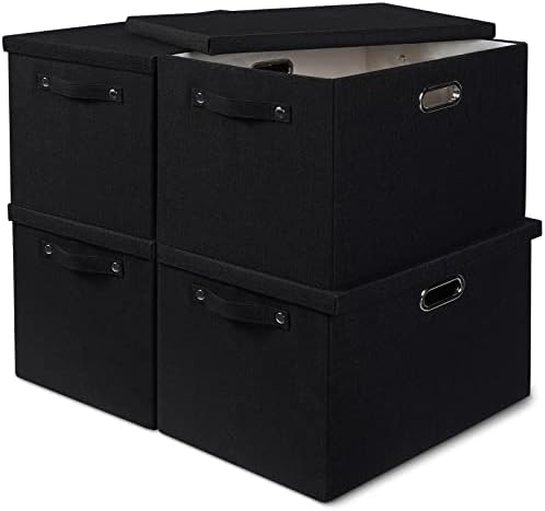 Amazon.com - Household Essentials Fabric Storage Boxes with Lids and ...