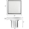 Neodrain 4-Inch Square Shower Drain with Removable Tile Insert Grate ...