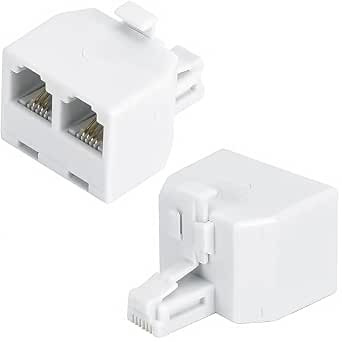 Phone line Splitter, RJ11 Wall Plate Male Plug to Dual RJ11 Female ...