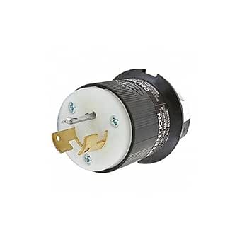 Hubbell HBL9965C Locking Plug, 3 Pole, 3 Wire, 20 amp, 125/250V, Black ...