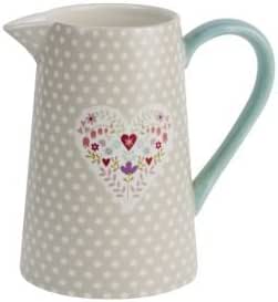 Amazon.com: Gisela Graham Spotted Ceramic Jug With Floral Heart