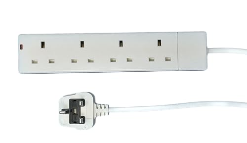 4 Gang Extension Lead – 2 Metres Long – UK 3 Pin Plug To Four Sockets ...