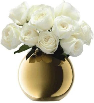 AGAMI Beautiful Golden Reflective Round Glass Vase Pot for Flowers and ...