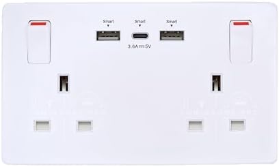 MK (ELECTRIC) Logic Plus Double Socket (K2745WHI) with Dual USB ...