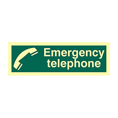 ‘Emergency Telephone’ Sign, Flexible Photoluminescent Vinyl (300mm x ...