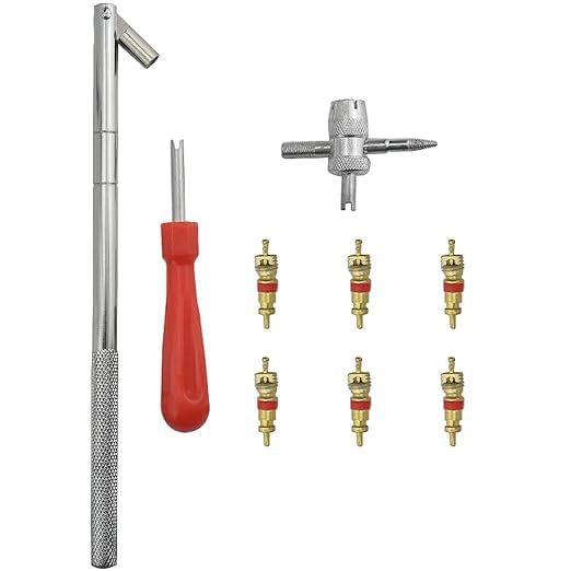 9 PCS Tire Valve Stem Puller Installer Tool Kit Including 6pcs Valve ...