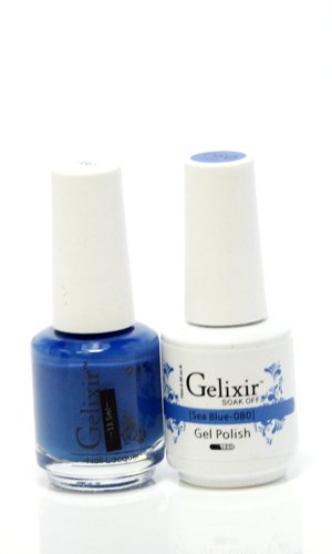 Amazon.com : Gelixir matching color gel & nail lacquer Sea Blue - 080 ...
