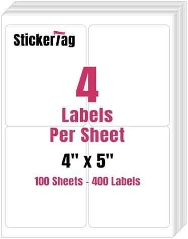 Amazon.com : 4" X 5" Printable Shipping Labels Compatible with Inkjet ...