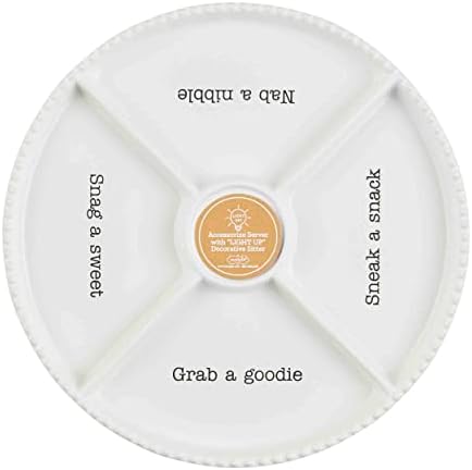 Amazon.com | Mud Pie Circa Divided Tray, White, 12 1/4" dia | Base for ...