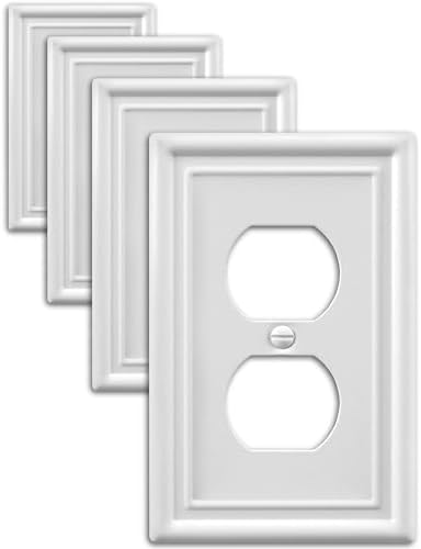 ZILLSEA 4-Pack Duplex Outlet Cover, Metal Wall Plate for Electrical ...