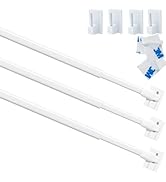 3Pcs Net Curtain Rods Extendable Curtain Rod with 9Pcs Plastic Sticky ...