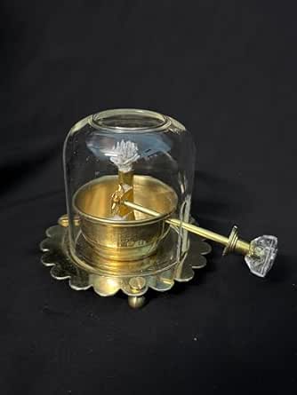 Buy Brass Akhand Diya with Glass Cover, Adjustable Bati Oil Lamp, Decorative Puja Lantern, Small ...