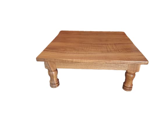 Wooden Spritual Pooja Chowki Sides Bajot (Natual Solid Wood) for Pooja ...