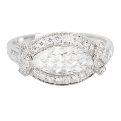 Amazon.com: SILVERWORLDSHOP 3 Ct Marquise Diamond Vintage Timeless Filigree Milgrain Split Shank ...