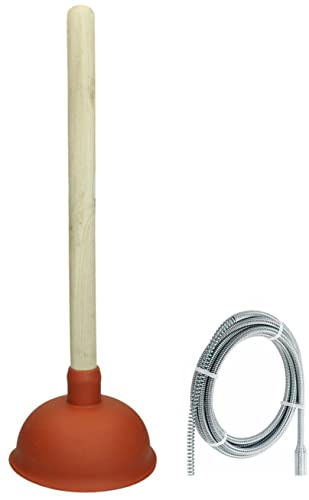 BRUSHMANN Sink Plunger/Flexible Waste Drain Pipe UNBLOCKER Tool Set ...