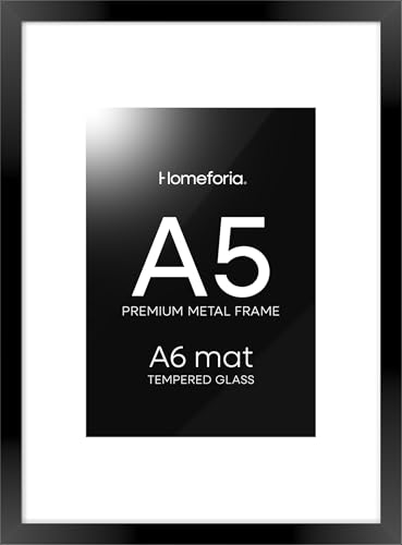 Homeforia A5 Picture Frame Black, High-End Metal Frame for Wall, A5 ...