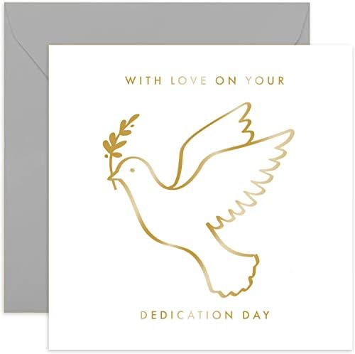 Amazon.com : Old English Co. Gold Foil Dove Dedication Day Card for Him ...
