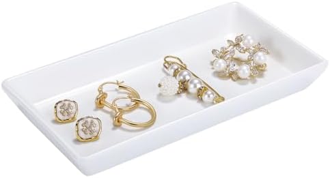 Amazon.com: Ceramic Jewelry Dish Tray with Golden Rim,Small Decorative ...