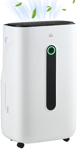 HOMCOM 20L/Day 6500mL Portable Quiet Dehumidifier with Air Purifier and HEPA Filter, 24H Timer ...