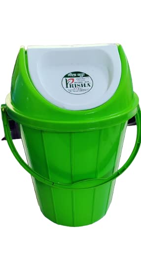 Plastic Medium Size Swing Lid Garbage Waste Dustbin (20 Liters, Green ...